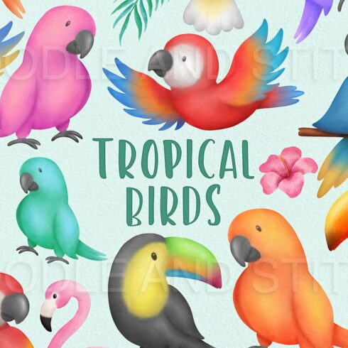 Tropical Birds Watercolor Clipart | Master Bundles
