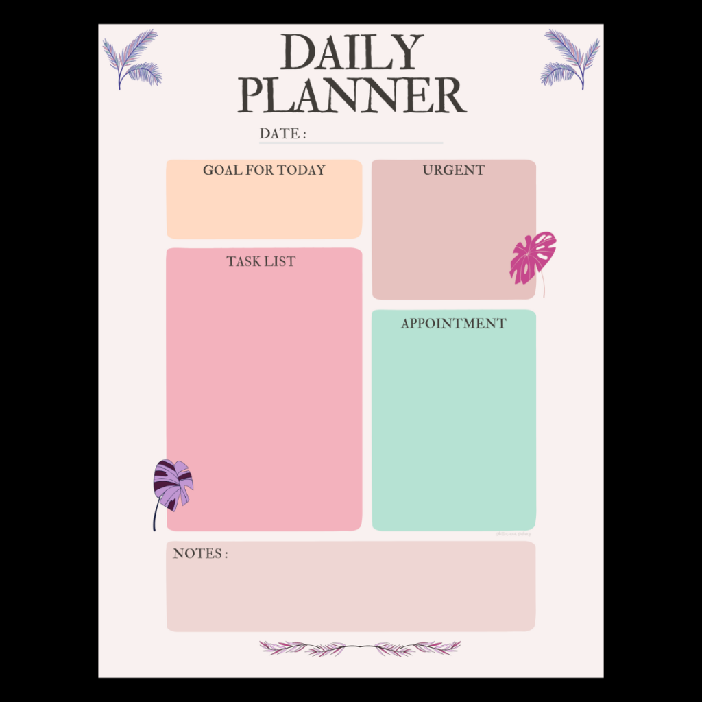 Cute Pink and Purple Printable Daily Planner - MasterBundles