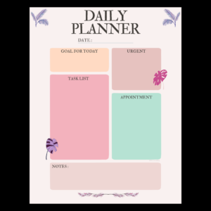 Cute Pink and Purple Printable Daily Planner - MasterBundles