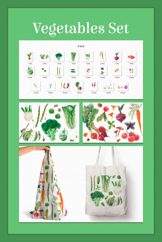 "Vegetables" PNG Set – MasterBundles