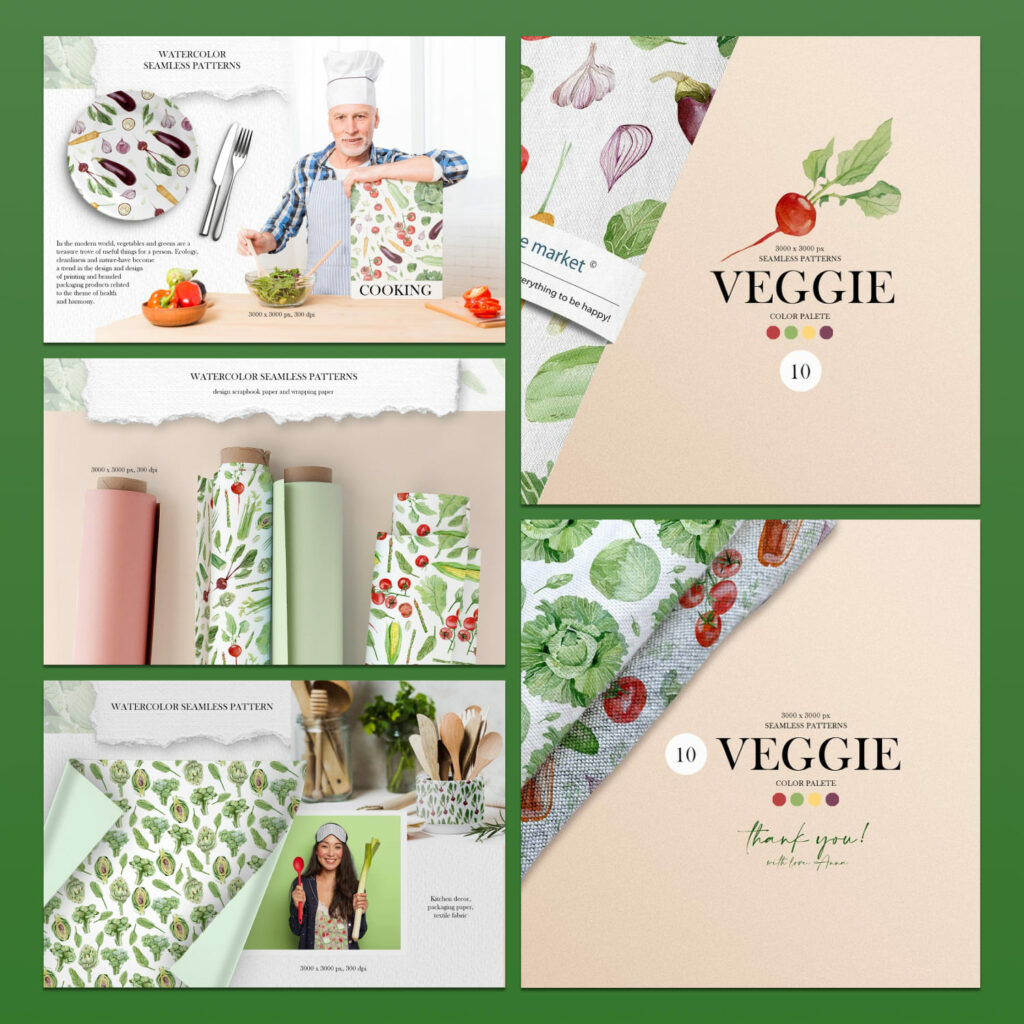 Veggie Watercolor Vegetables Pattern – MasterBundles