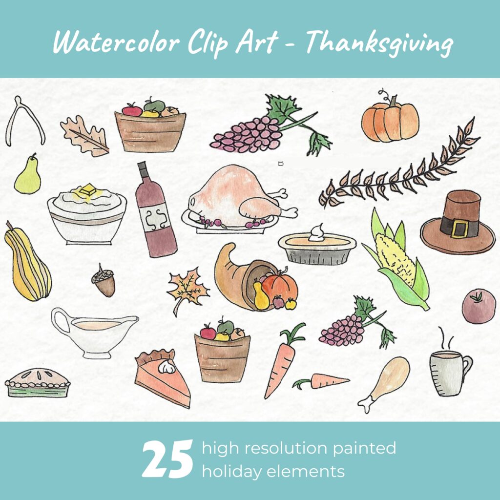 Watercolor Clip Art - Thanksgiving – MasterBundles