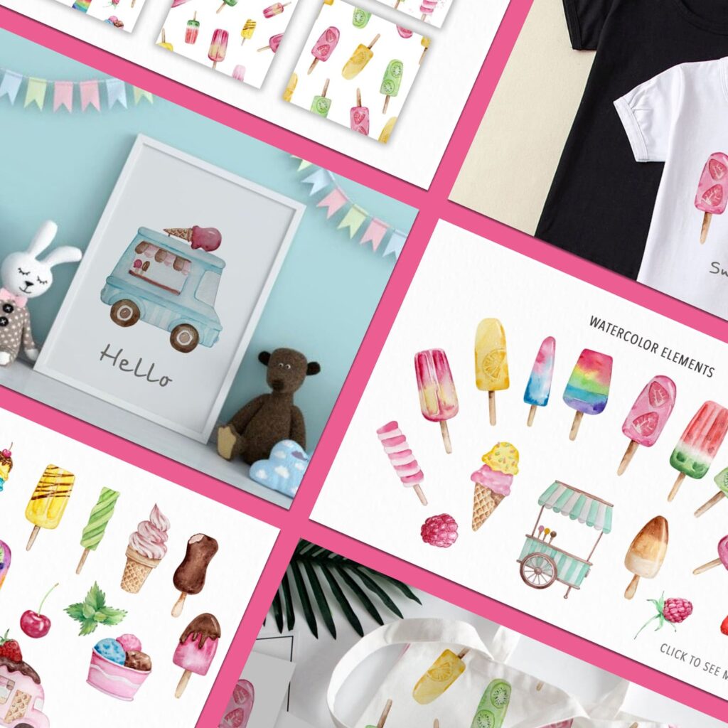 Watercolor Ice Cream Clipart – MasterBundles