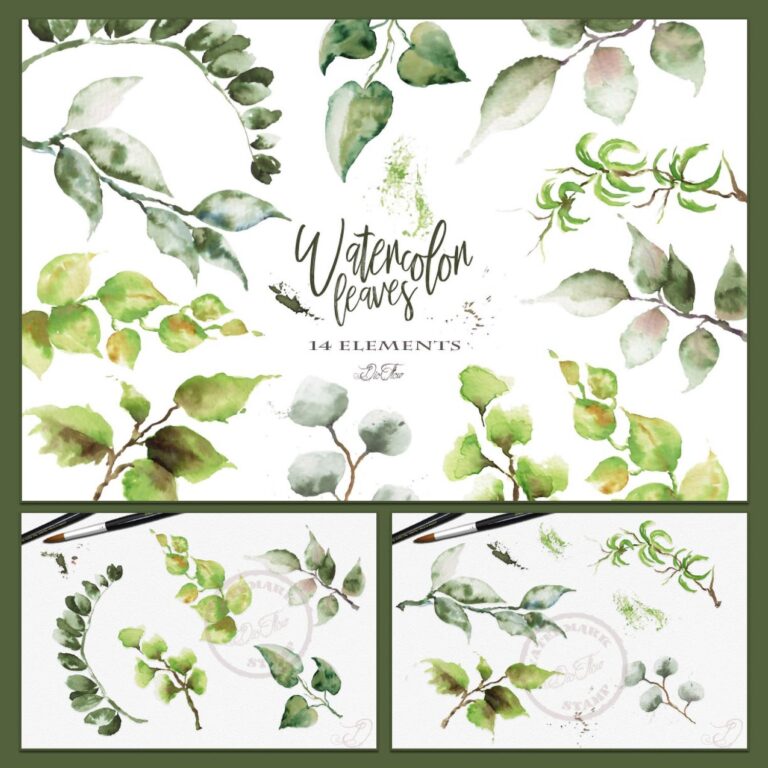 Watercolor Leaves Clip Art – MasterBundles
