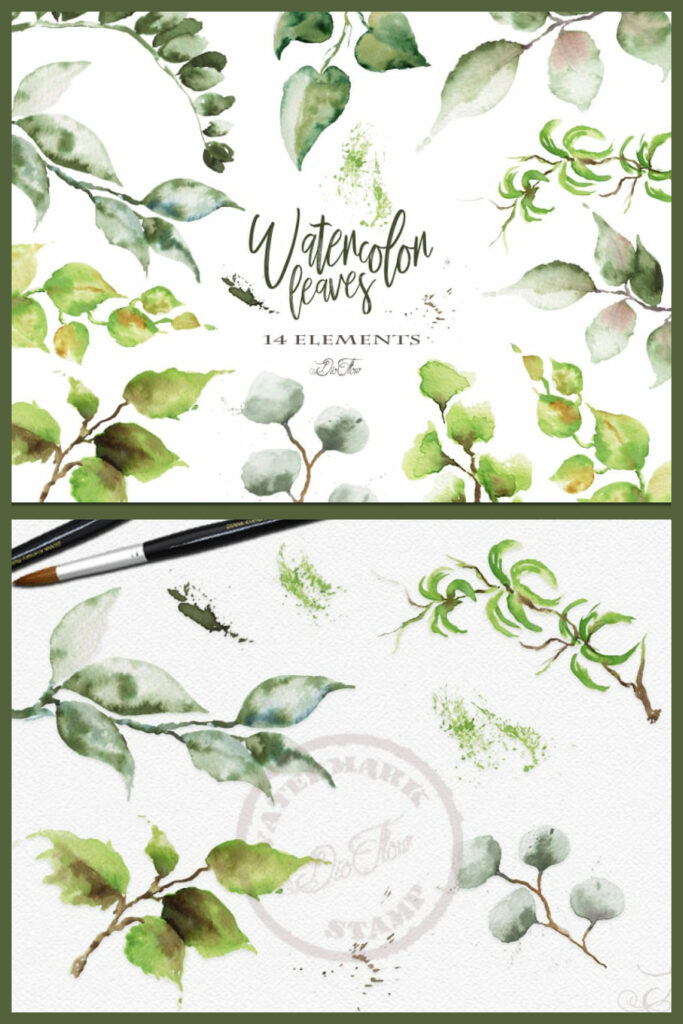 Watercolor Leaves Clip Art – MasterBundles