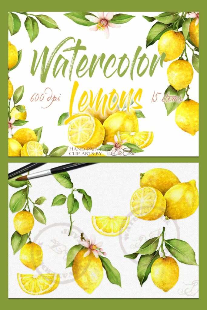 Watercolor Lemon Clip Art – MasterBundles