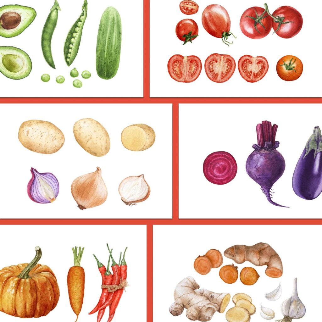 Watercolor Organic Food – MasterBundles