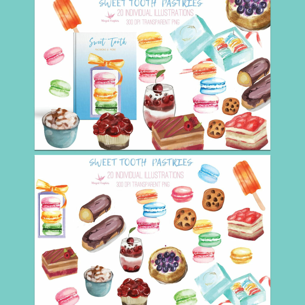 Watercolor Sweet Pastries, Desserts – MasterBundles
