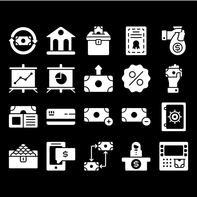 20 Black And 20 White Money Icons - MasterBundles