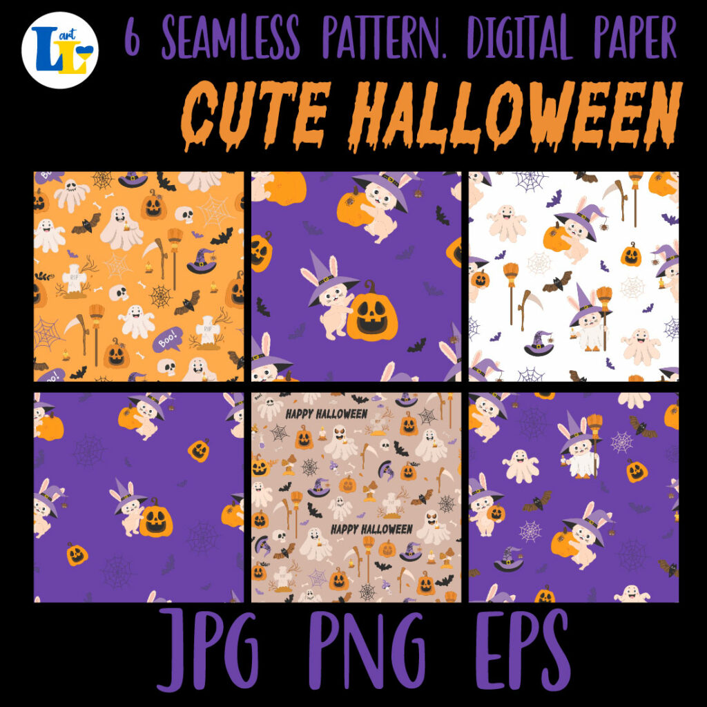 Halloween seamless pattern. Digital Paper Cute Halloween - MasterBundles