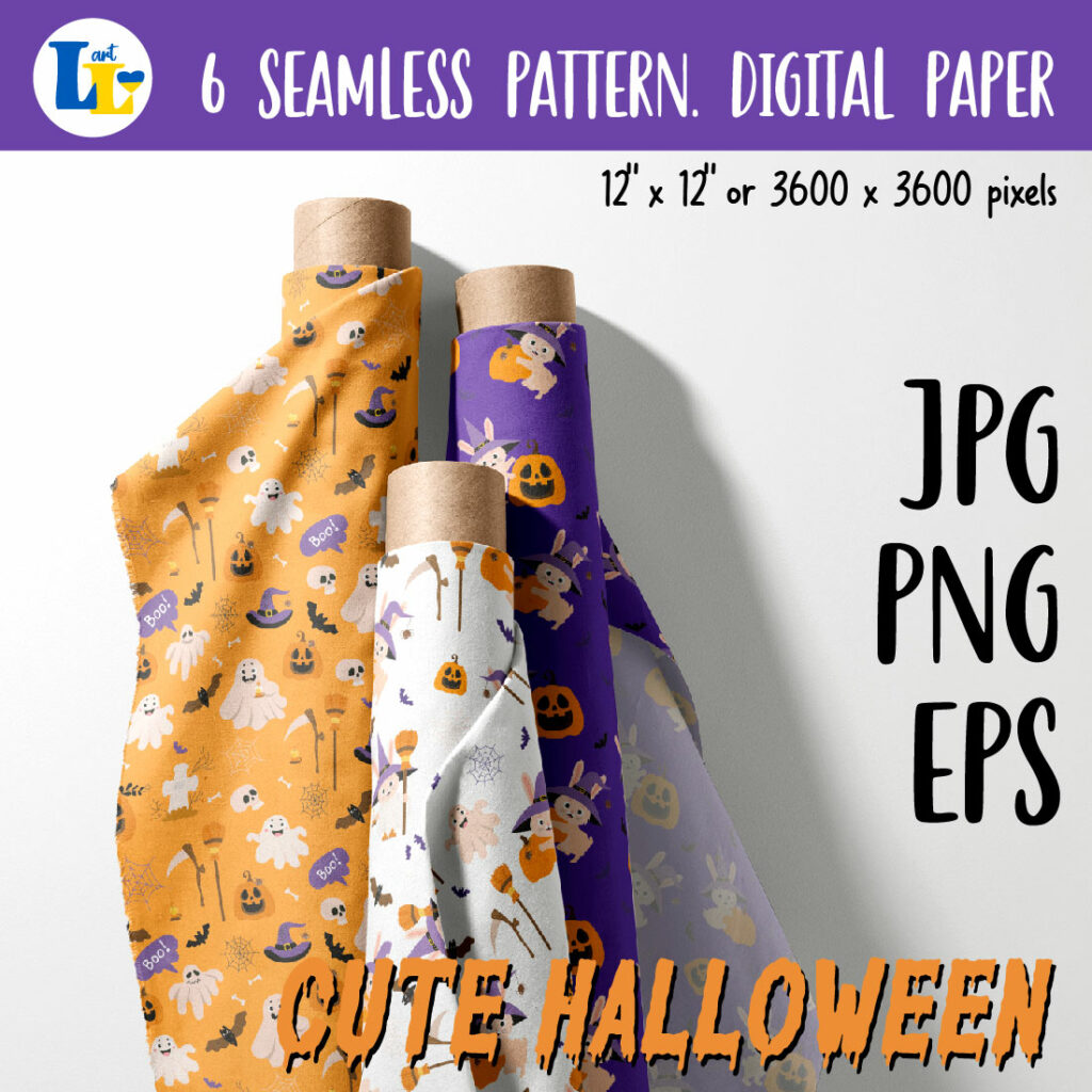 Halloween seamless pattern. Digital Paper Cute Halloween - MasterBundles