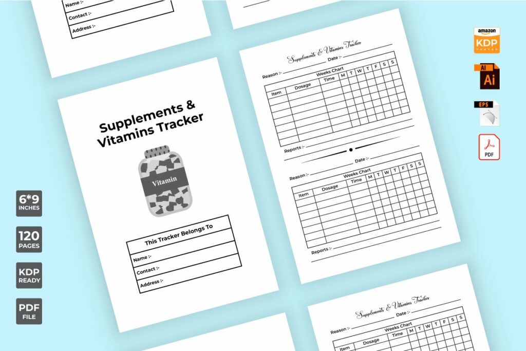 Supplement Tracker KDP Interior – MasterBundles