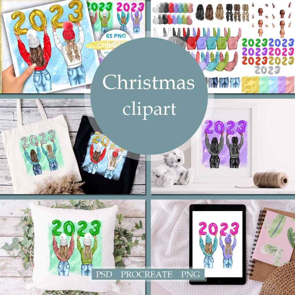 Best friends clipart for Christmas - MasterBundles