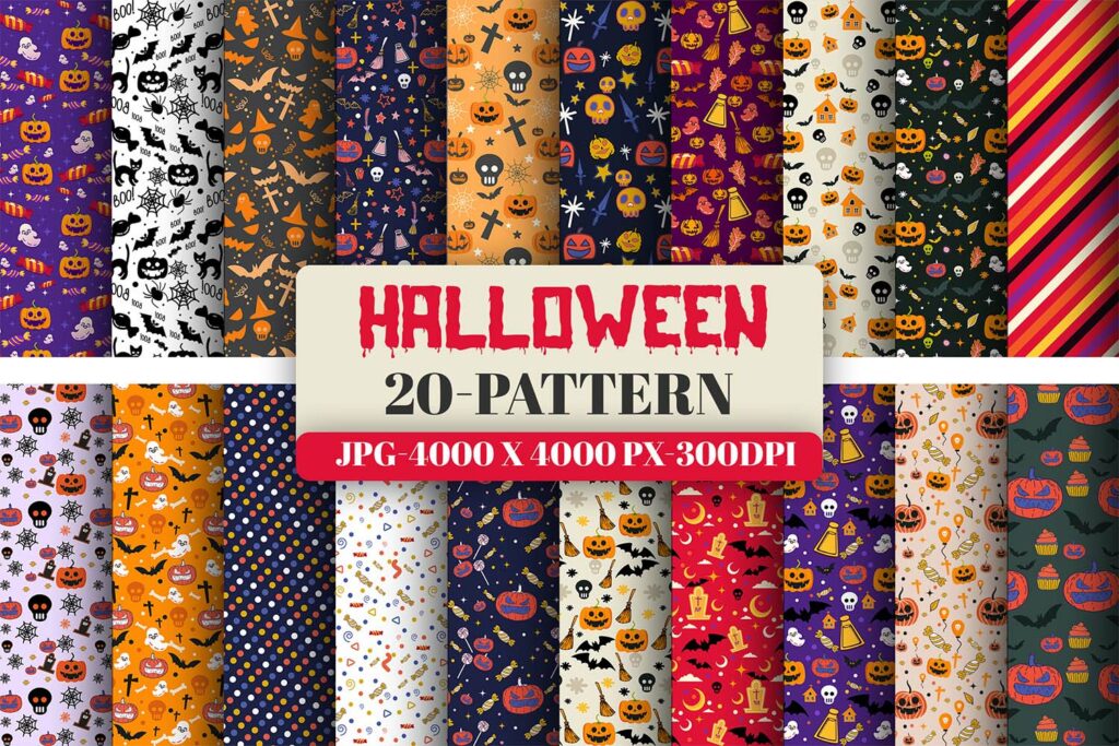 Halloween Digital Paper Pattern Bundle - MasterBundles