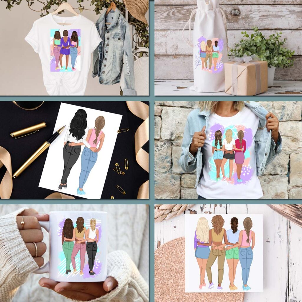 Best friends, minimalistic style - MasterBundles