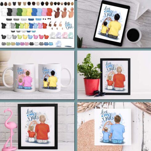 Family clipart, dad with son or daug - MasterBundles
