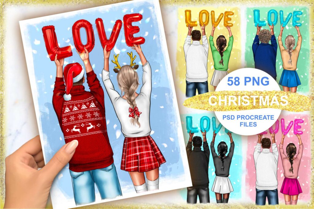 Best friends clipart for Christmas - MasterBundles
