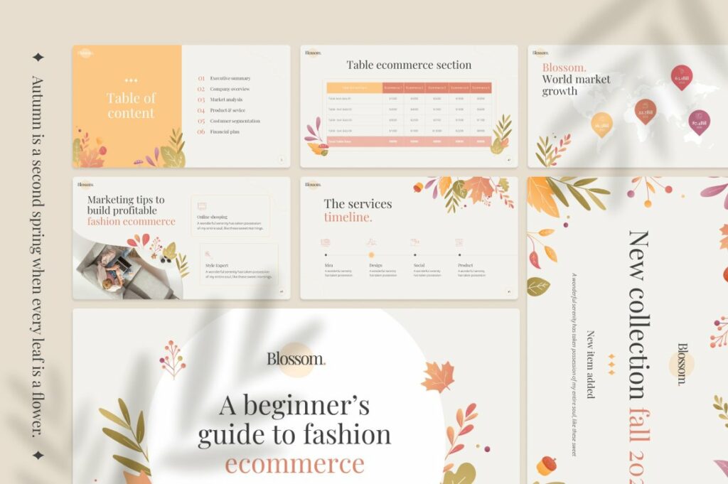 Blossom Autumn Powerpoint Template – MasterBundles