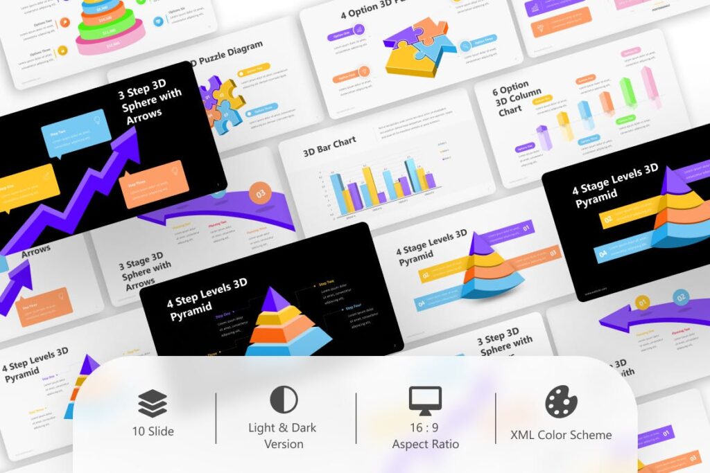 3D Infographic PowerPoint Template 16:9 – MasterBundles