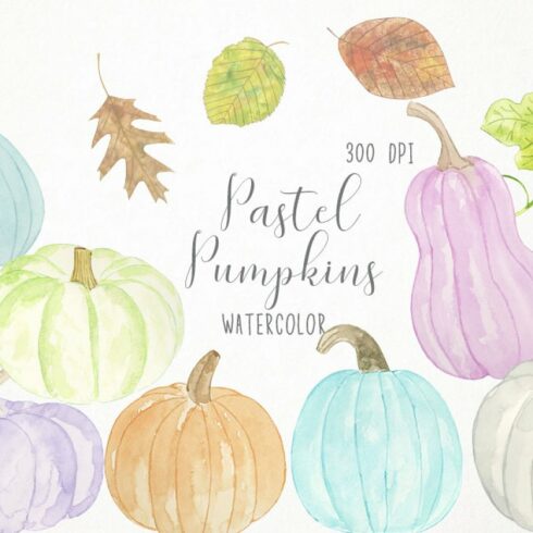 Watercolor Pastel Pumpkins Clipart | Master Bundles