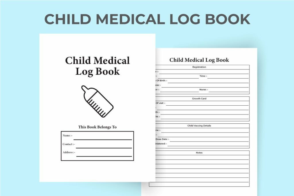 Child Medical Log Book KDP Interior – MasterBundles