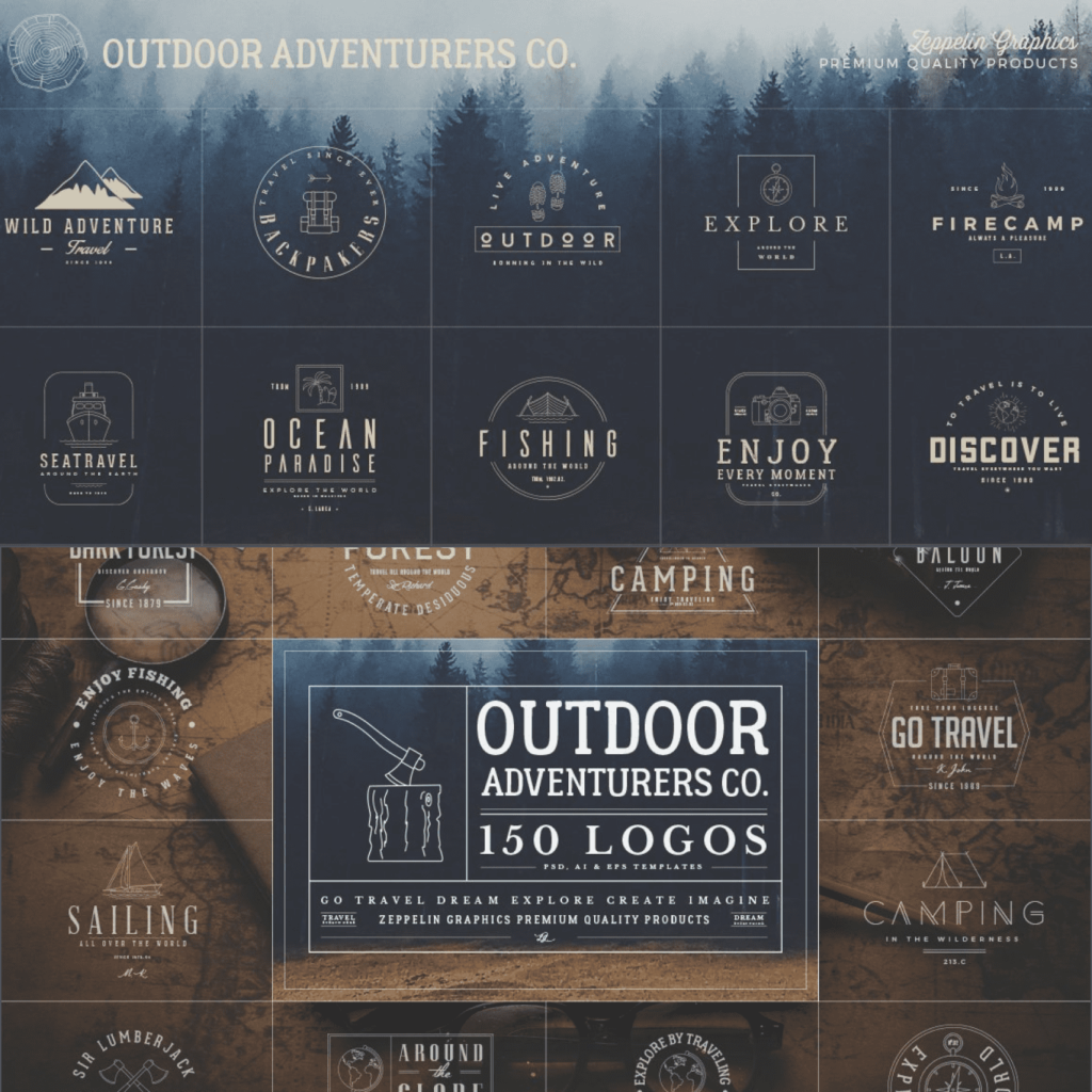 150 Outdoor Adventurers Logos – MasterBundles