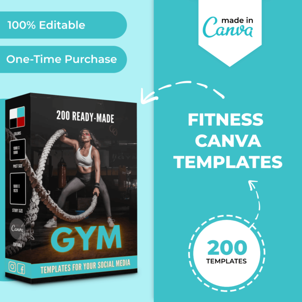 200 Fitness Canva Templates Bundle For Social Media | useful for GYM ...