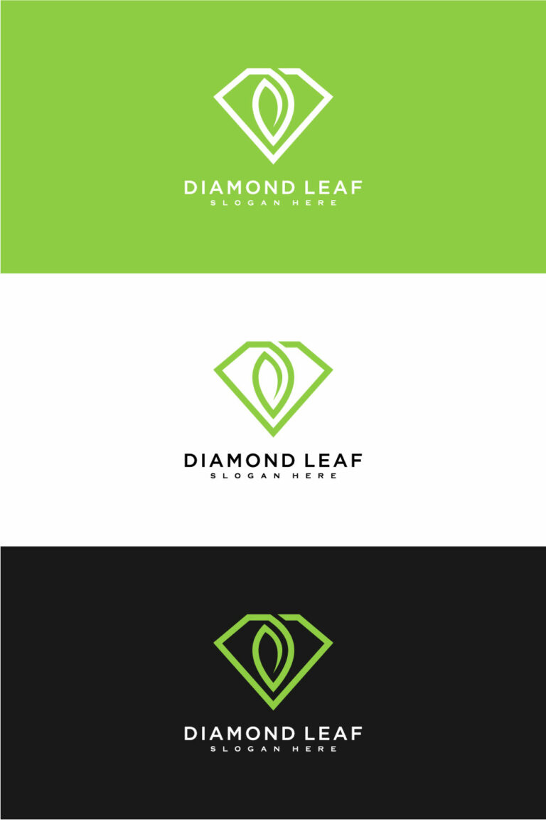 diamond leaf logo vector design line style - MasterBundles