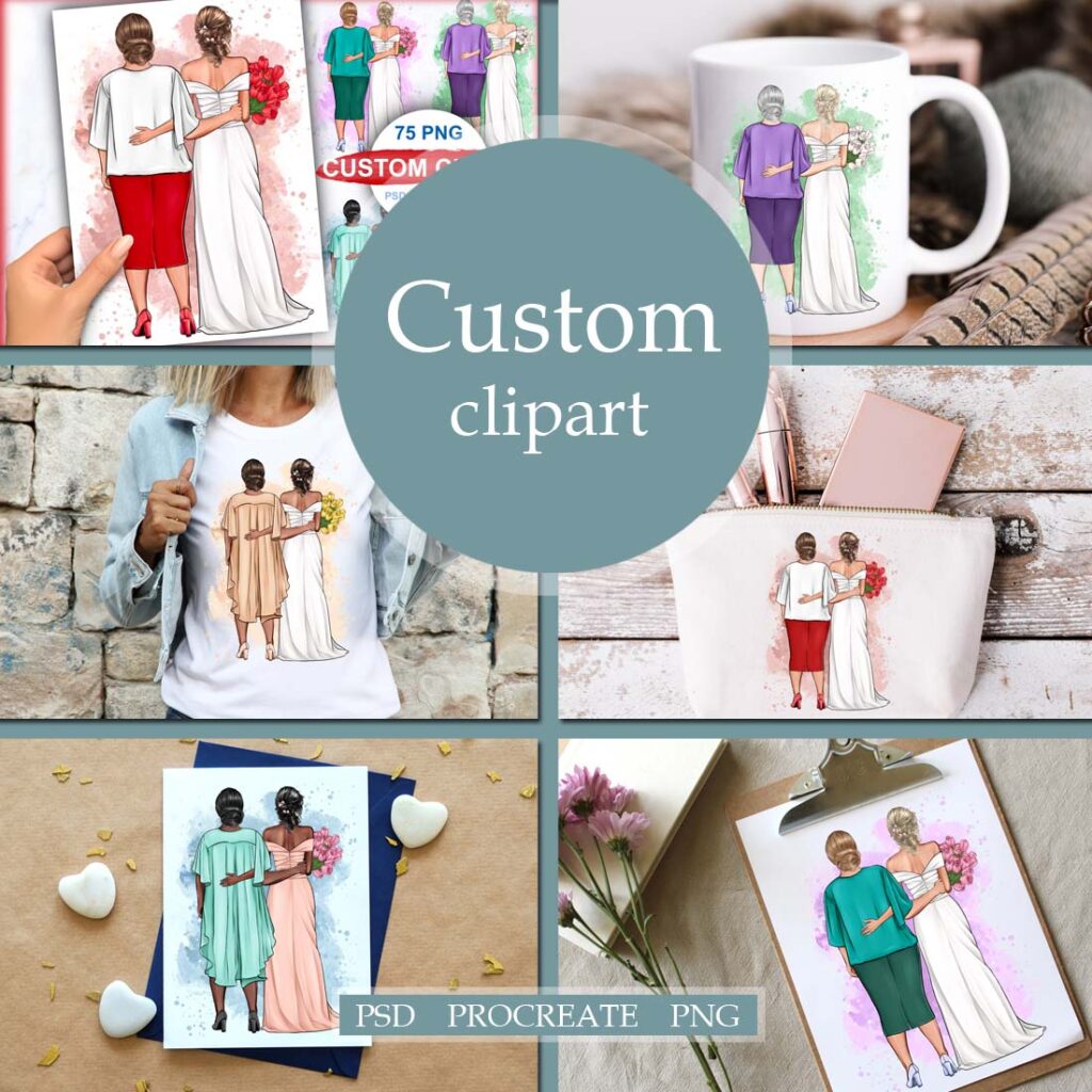 Wedding clipart, bride and mom - MasterBundles