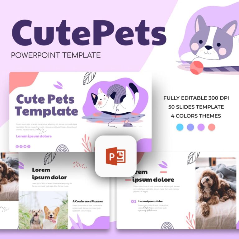 Cute Pets Powerpoint Template – MasterBundles