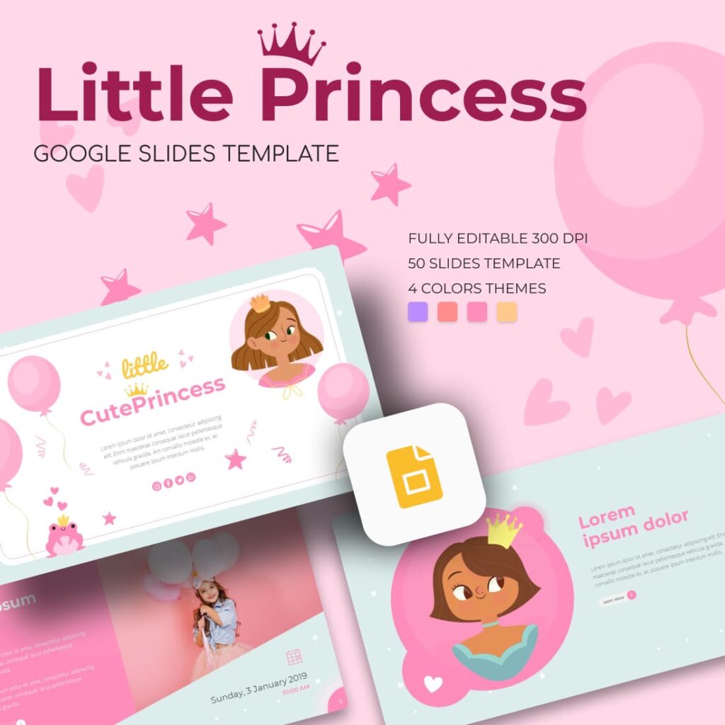 Cute Little Princess Google Slides Theme – MasterBundles