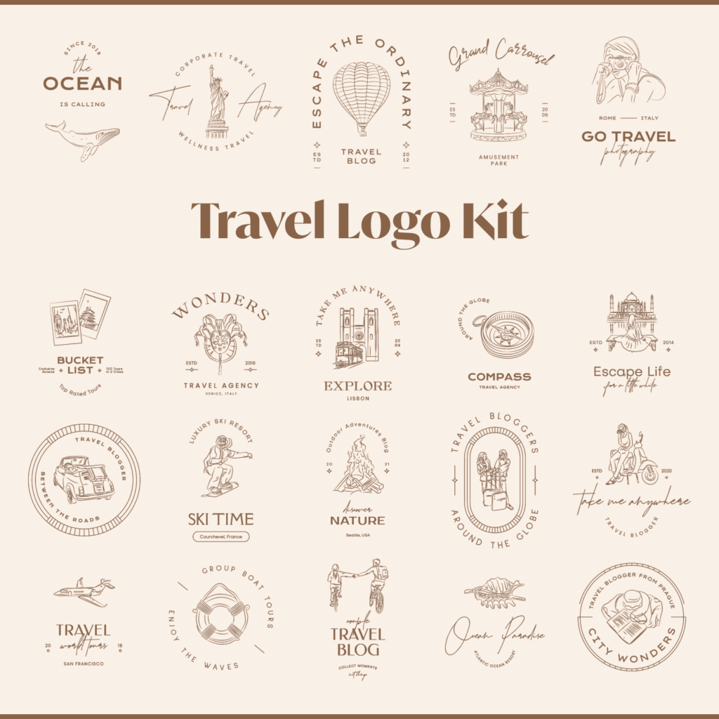 Retro Travel Logos & Fonts | Master Bundles
