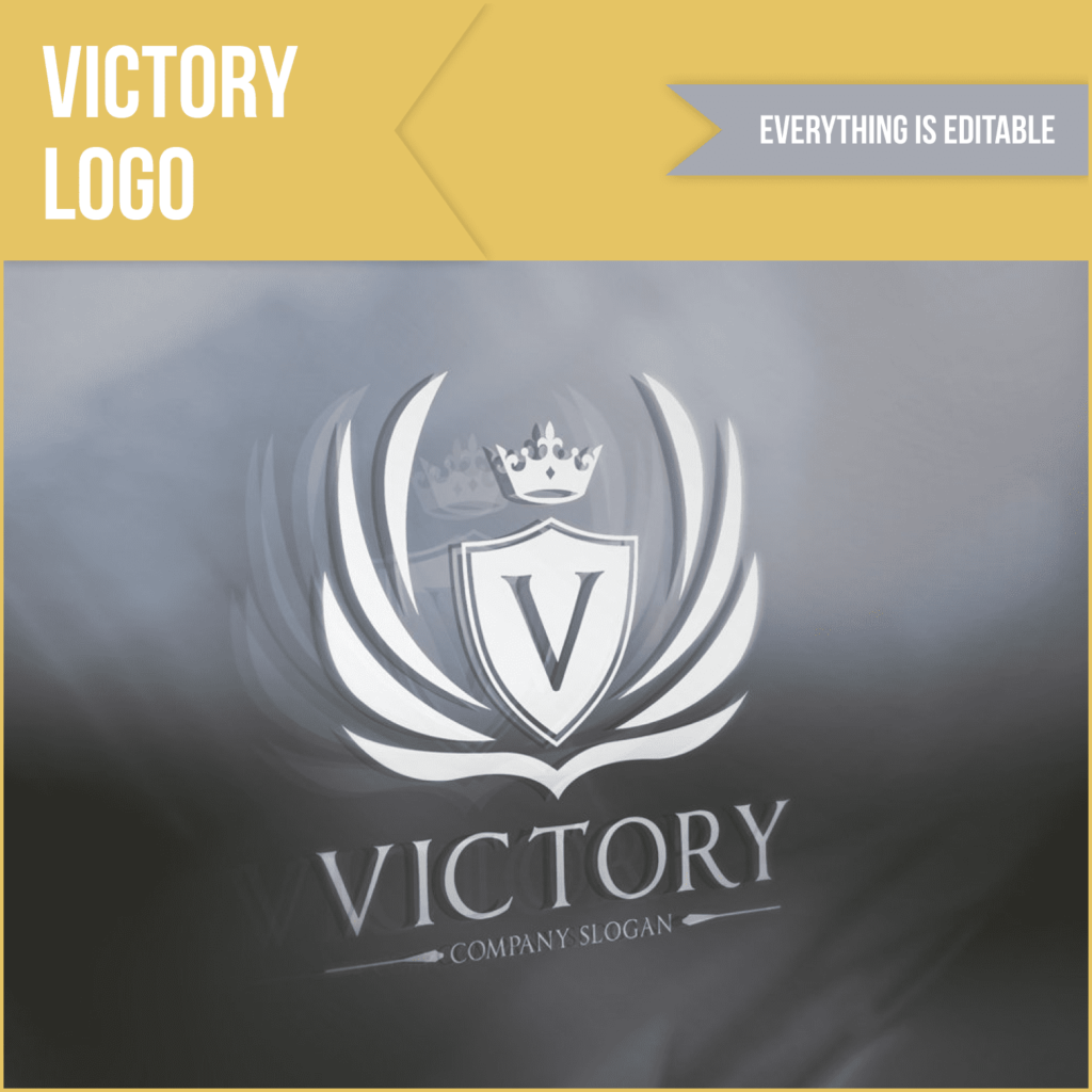 Victory, V letter with crown logo template-only $15 | MasterBundles