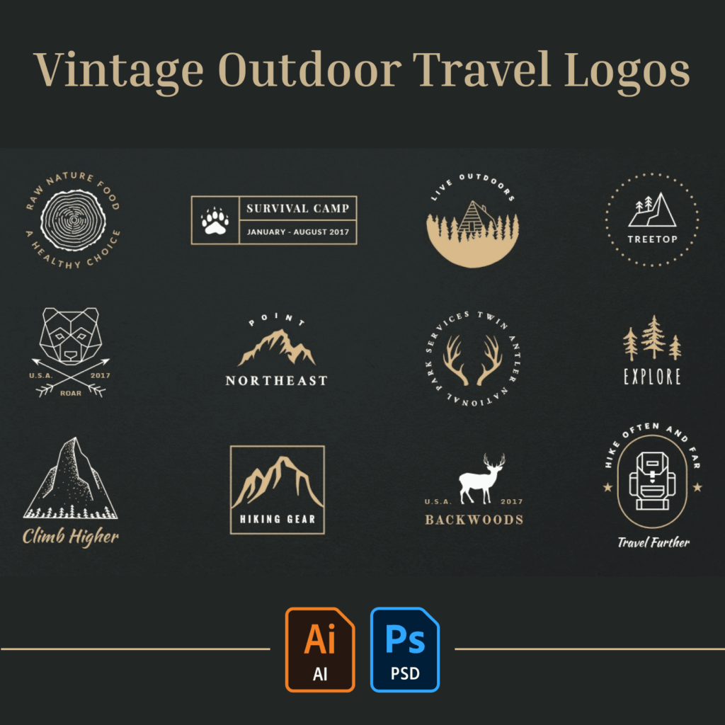 Vintage Outdoor Travel Logos – MasterBundles