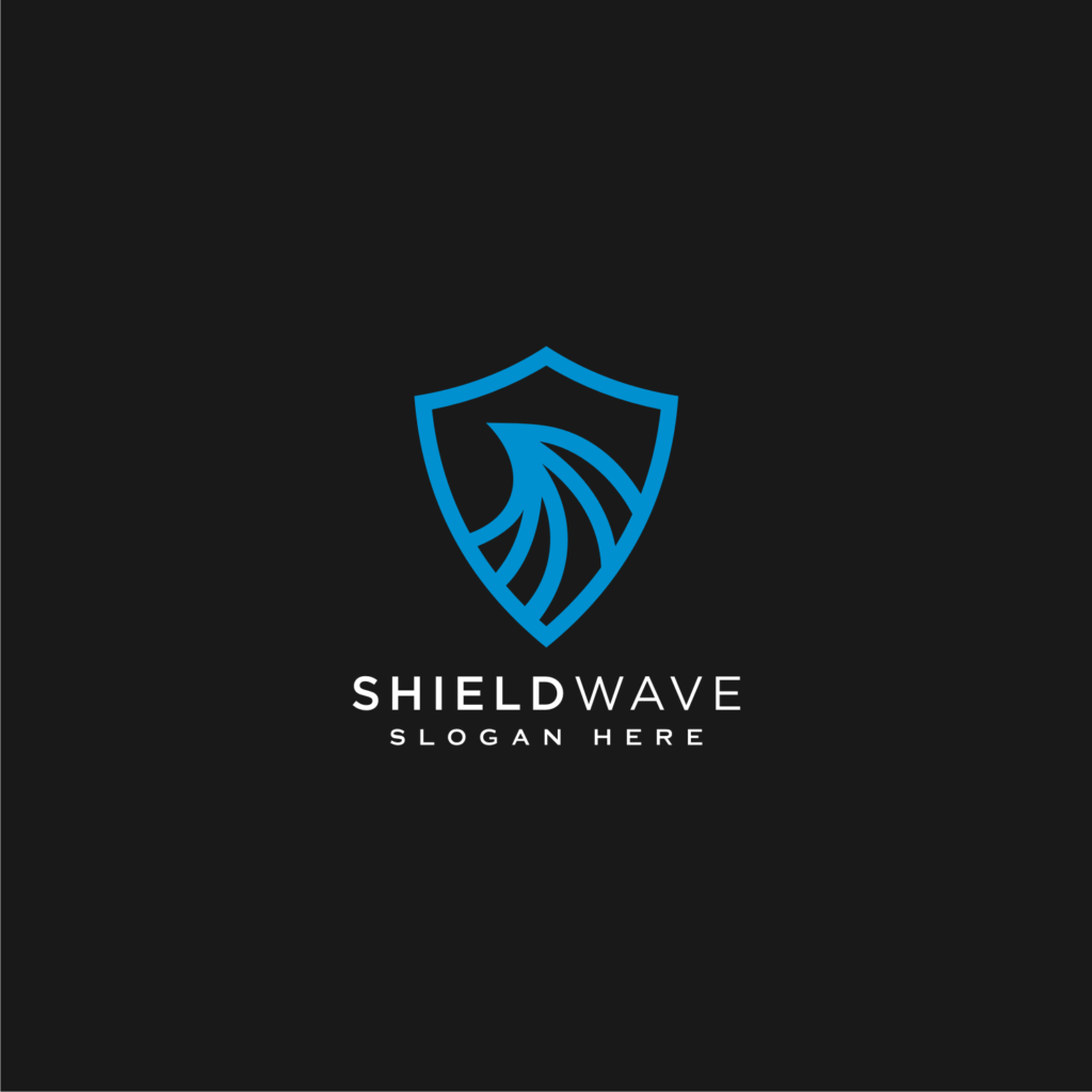 shield wave logo design vector line style - MasterBundles