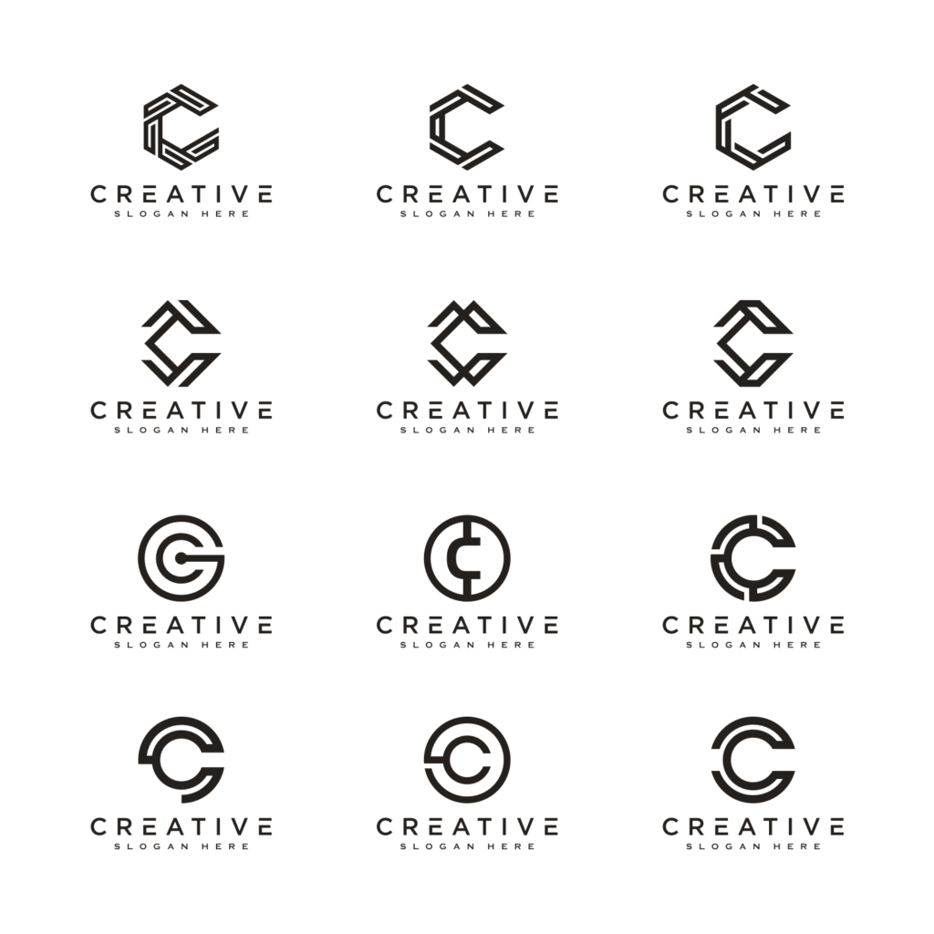 set of initial letter C logo design vector, 25 letter C - MasterBundles