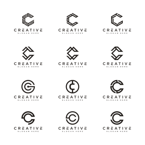 set of initial letter C logo design vector, 25 letter C - MasterBundles