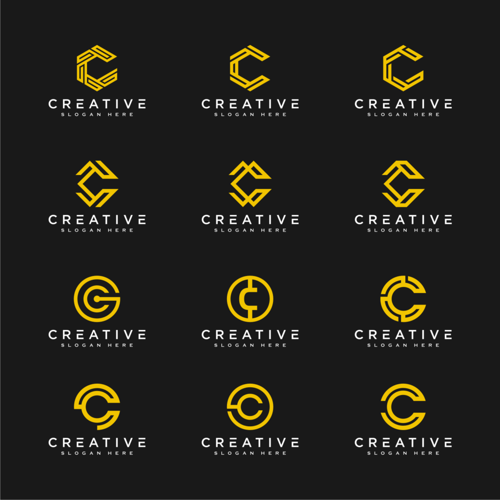set of initial letter C logo design vector, 25 letter C - MasterBundles