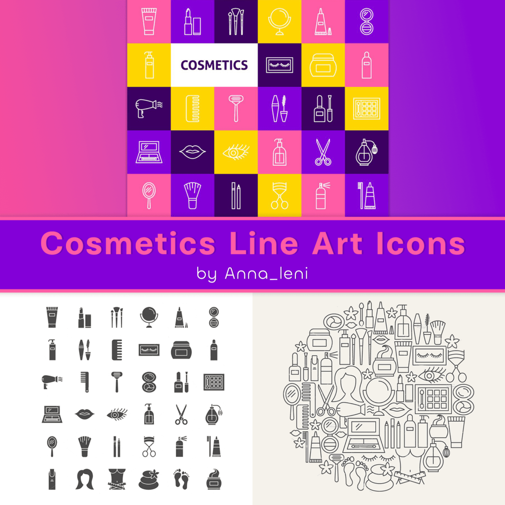 Cosmetics Line Art Icons – MasterBundles