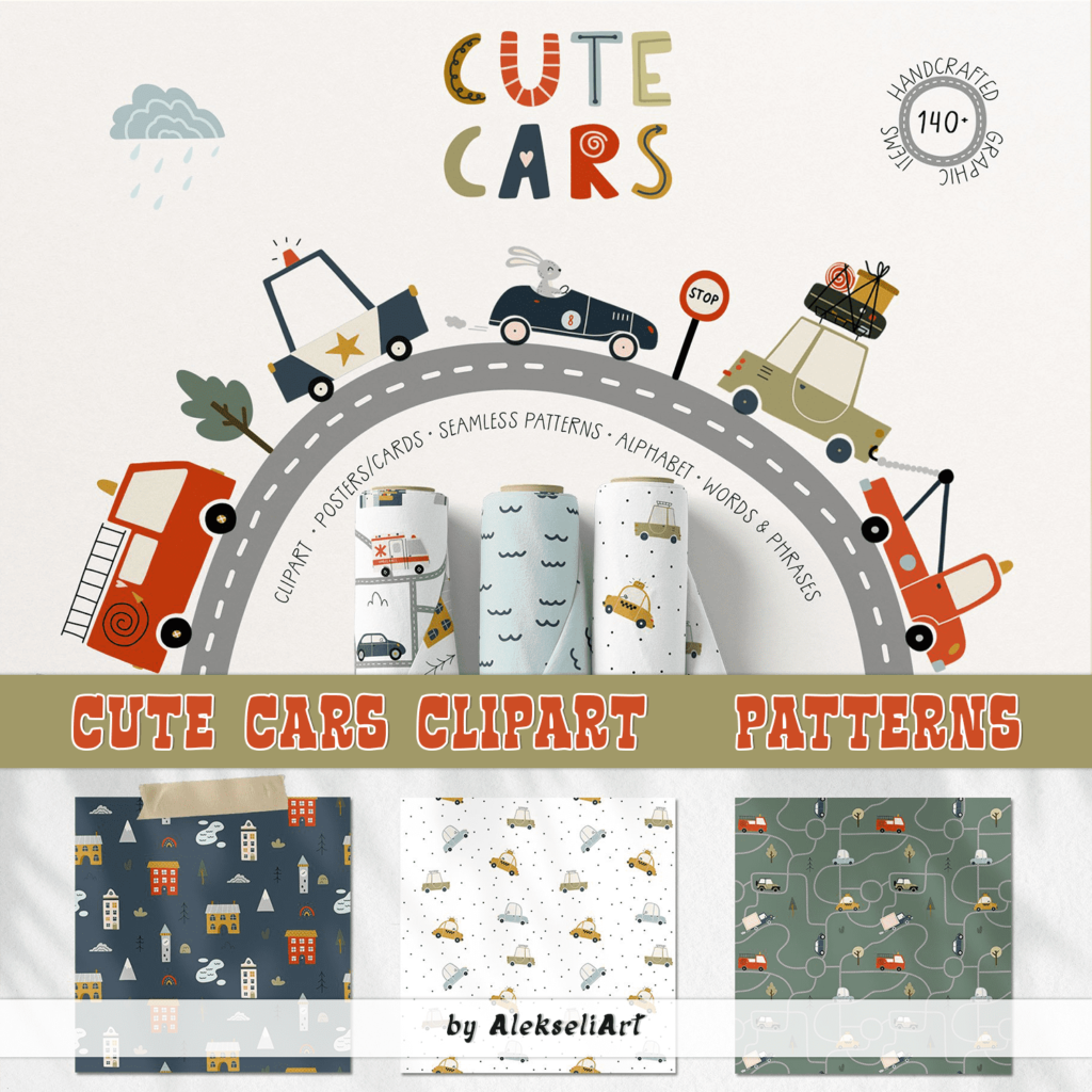 Cute Cars Clipart & Patterns – MasterBundles