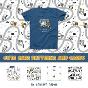 Cute Cars Patterns and Cards – MasterBundles