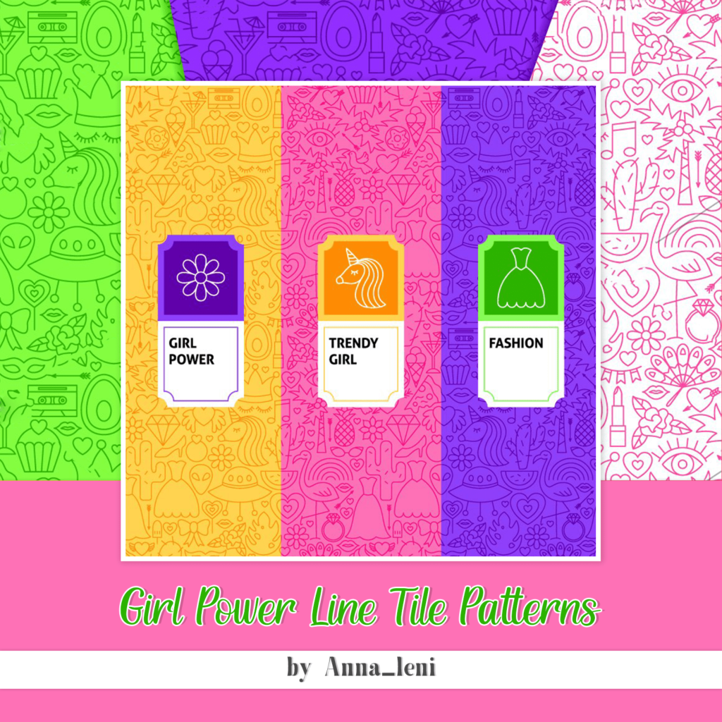 Girl Power Line Tile Patterns – MasterBundles