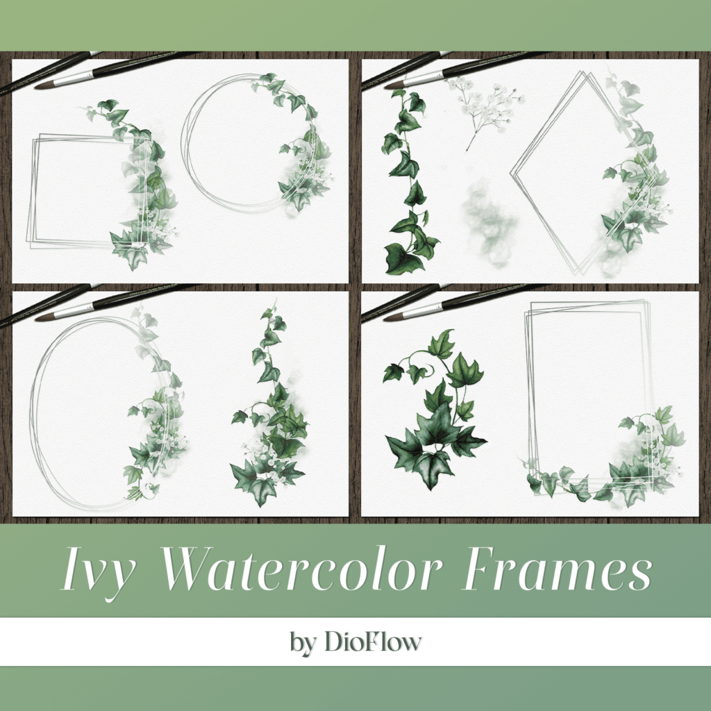 10 Ivy Watercolor Frames – MasterBundles