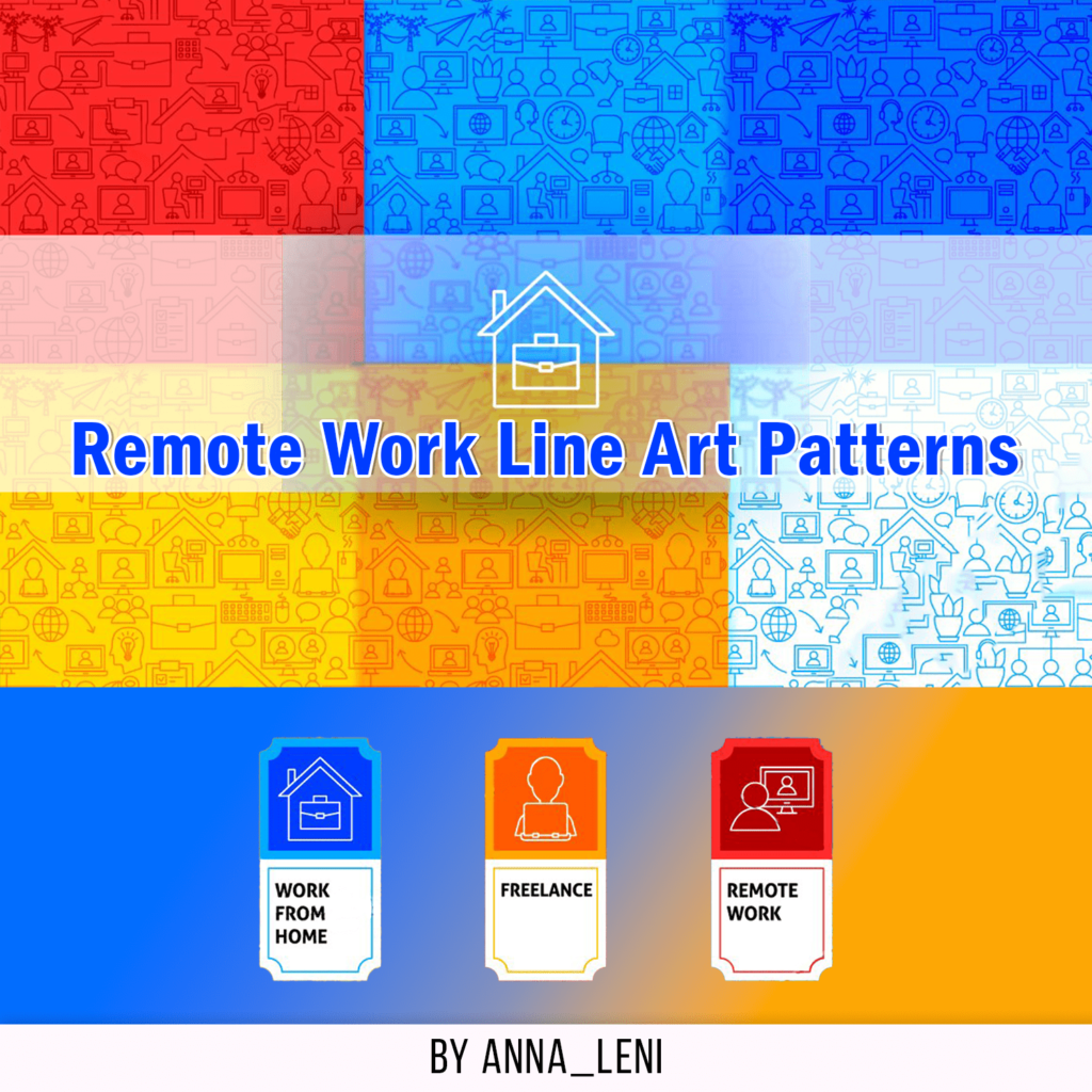 Remote Work Line Art Patterns – MasterBundles