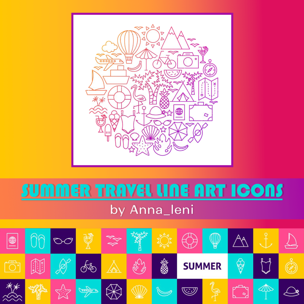 Summer Travel Line Art Icons – MasterBundles