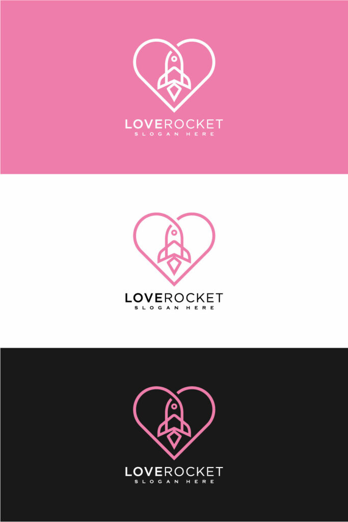 love rocket logo vector design line style - MasterBundles