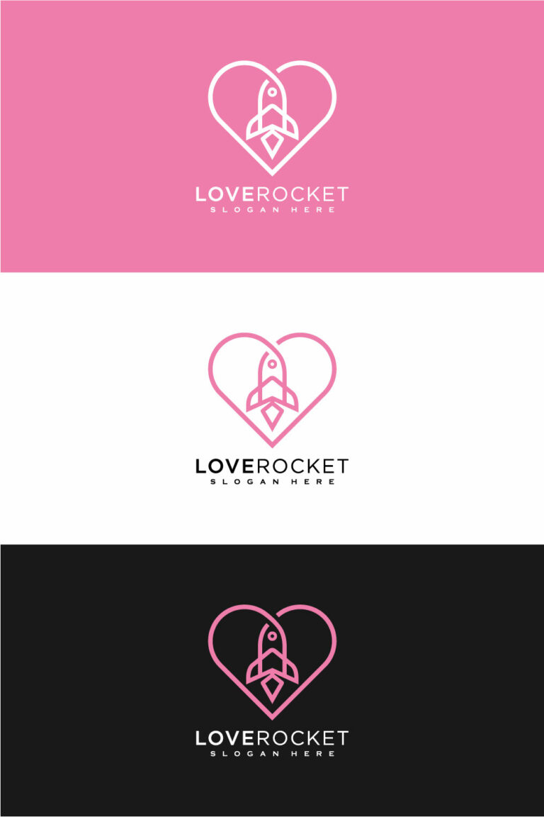 love rocket logo vector design line style - MasterBundles