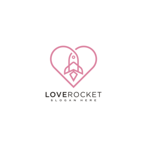 love rocket logo vector design line style | MasterBundles