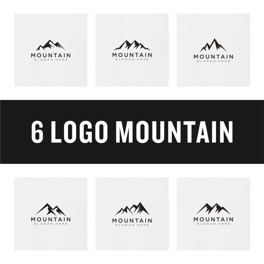 6 logo mountain set design vector template - MasterBundles