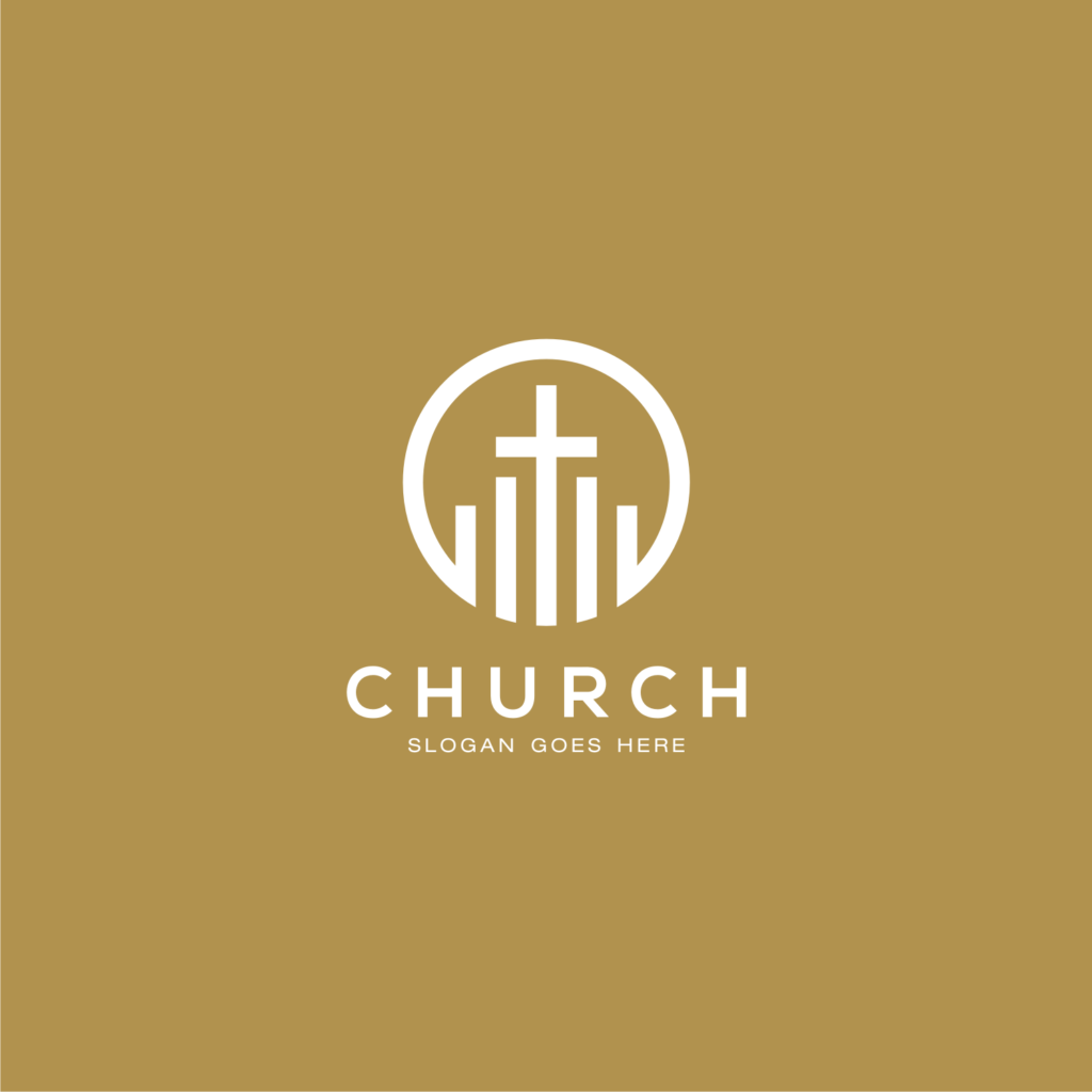 Line art church christian logo design Premium Vector - MasterBundles